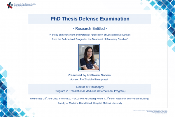 Thesis Defense Examination - Rattikarn Noitem | Program in Translational Medicine Mahidol ...